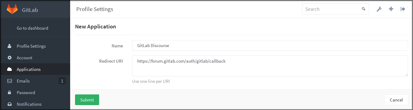 Oauth provider · Integration · Help · GitLab