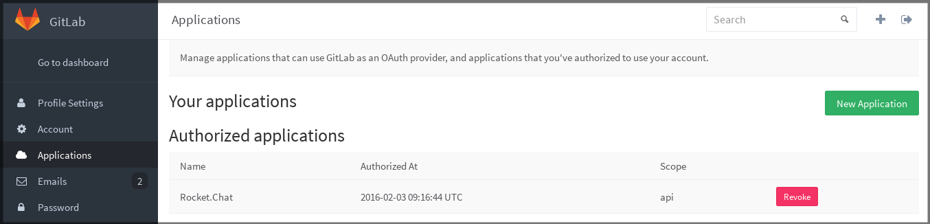 Oauth provider · Integration · Help · GitLab