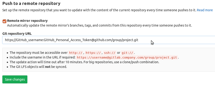 Repository mirroring · Workflow · Help · GitLab